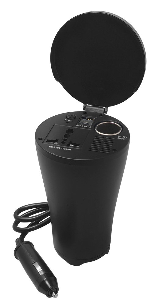 POWERTECH inverter αυτοκινήτου PTL-022, 150W, 12V DC σε 220V AC, με USB ...